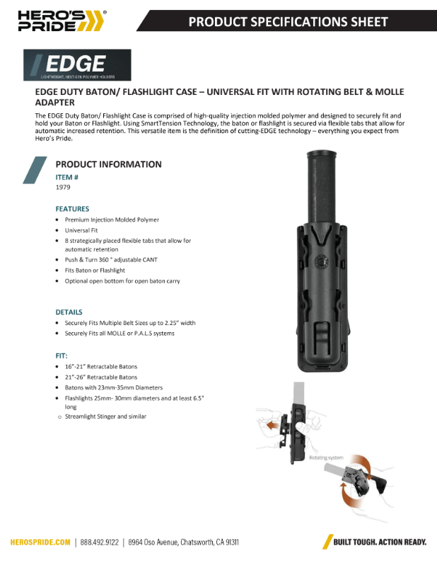 Hero's Pride Edge Product Spec Sheets